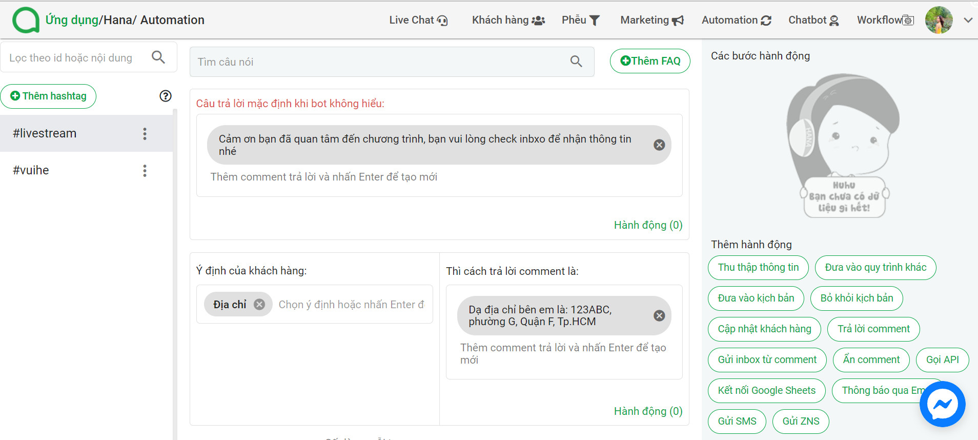 HƯỚNG DẪN CẤU HÌNH CHATBOT TỰ ĐỘNG TRẢ LỜI COMMENT CHO KHÁCH HÀNG TRÊN ...